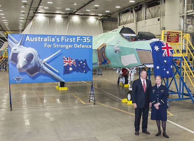 Air Commodore Cath Roberts with Jeff Babione in front of AU 1 Lockheed ...